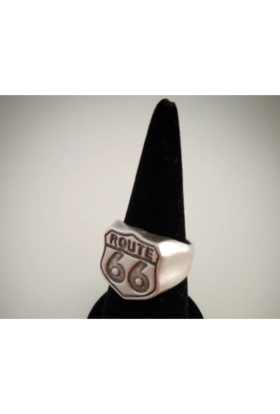 Antique Dolunay Antik Gümüş Kaplama El Yapımı Ayarlanabilir Route 66 Motorcu Yüzüğü