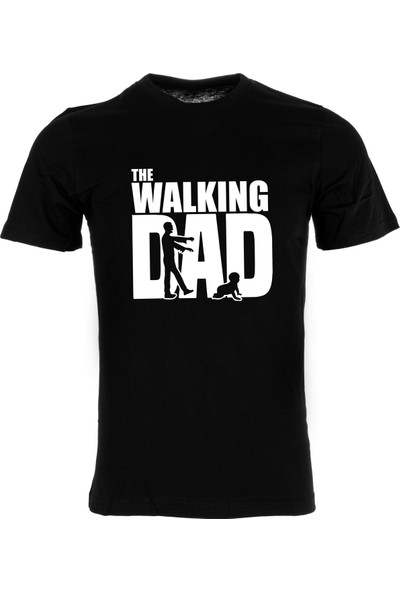 Hediye Sepeti Babalar Günü Hediyesi Esprili Zombi Tasarımlı Siyah Tişört
