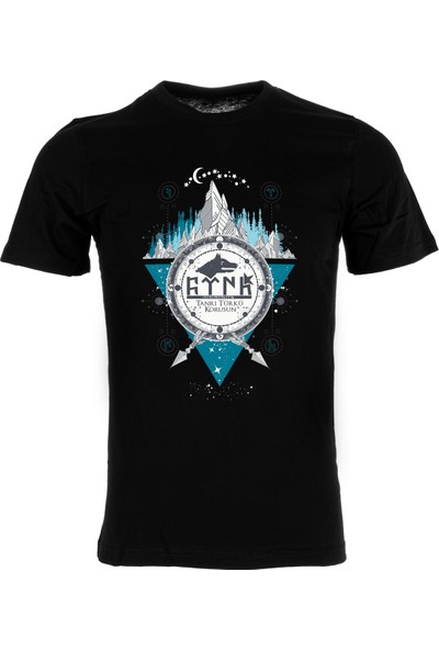 Hediye Sepeti Göktürkçe Türk Yazılı Kurt Başlı Özel Tasarım Tişört Siyah Kısa Kollu - Bisiklet Yaka T-Shirt Hediye Sepeti Göktürkçe Türk Yazılı Kurt Başlı Özel Tasarım Tişört Siyah Kısa Kollu - Bisiklet Yaka T-Shirt