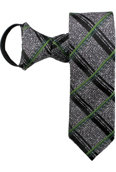 Prokravat Melanj Iri Kareli Fermuarlı Kravat