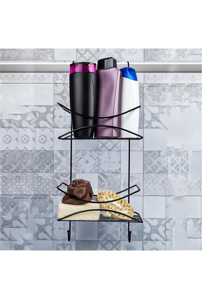 Hometarz Asılabilir Duşakabin Rafı Iki Katlı Çelik Şampuanlık