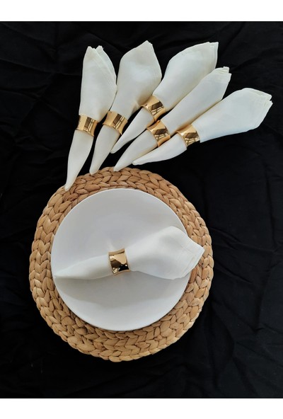 Ion Peçete Yüzüğü Altın Renk Desensiz Paslanmaz Çelik 6'lı Set