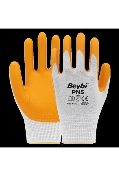 Beybi Pn5 Sarı Beyaz Polyester Örme Nitril Eldiven 288 Çift Beybi Pn5 Sarı Beyaz Polyester Örme Nitril Eldiven 288 Çift