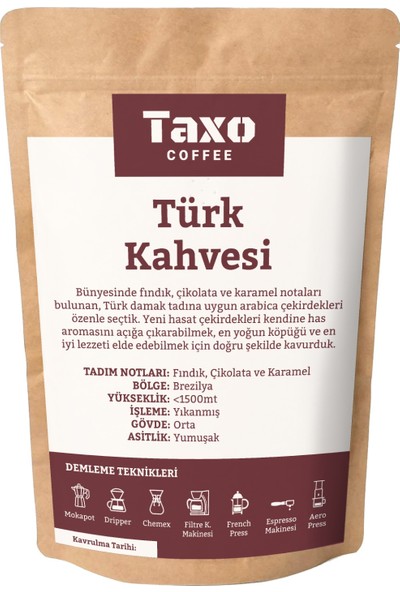 Taxo Coffee Türk Kahvesi 200gr Öğütülmüş (Türk Kahvesi) Taxo Coffee Türk Kahvesi 200gr Öğütülmüş (Türk Kahvesi)