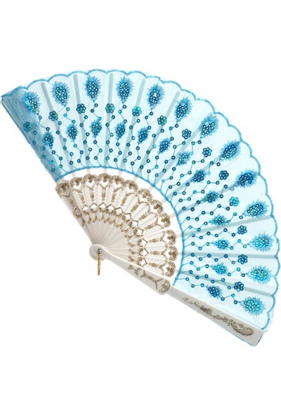 Araget Yelpaze Renkli Kumaş Üstü Pullu Süslenmiş- V2 Araget Yelpaze Renkli Kumaş Üstü Pullu Süslenmiş- V2