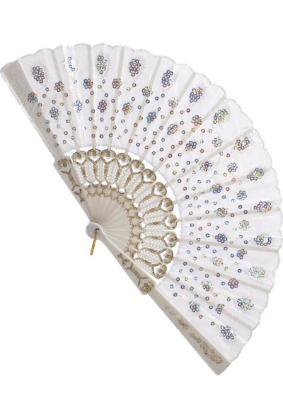 Araget Yelpaze Renkli Kumaş Üstü Pullu Süslenmiş- V2 Araget Yelpaze Renkli Kumaş Üstü Pullu Süslenmiş- V2