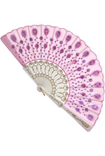 Araget Yelpaze Renkli Kumaş Üstü Pullu Süslenmiş- V2 Araget Yelpaze Renkli Kumaş Üstü Pullu Süslenmiş- V2