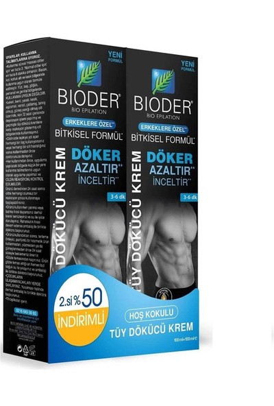 Bioder Erkeklere Özel Tüy Dökücü Krem 2X100ML Bioder Erkeklere Özel Tüy Dökücü Krem 2X100ML