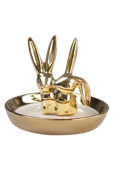 Homenıva Gold Tavşanlı Dekoratif Seramik Yüzüklük