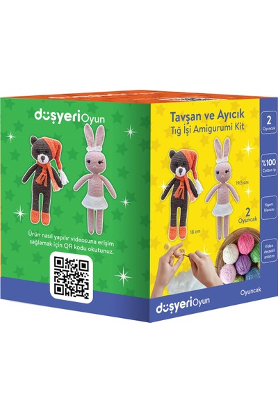 Düşyeri Tavşan ve Ayıcık Tığ Işi Amigurumi Kit