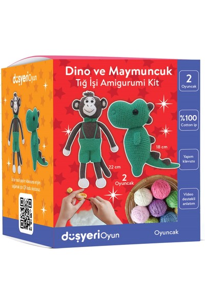 Düşyeri Dino ve Maymuncuk Tığ Işi Amigurimi Kit Düşyeri Dino ve Maymuncuk Tığ Işi Amigurimi Kit