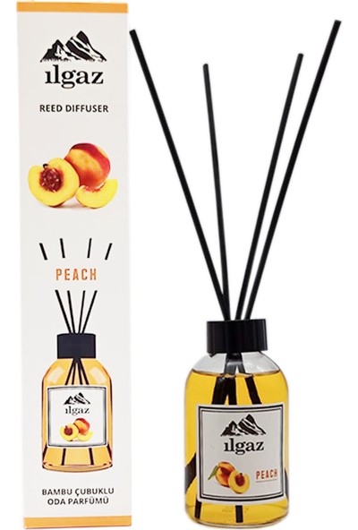 Llgaz Reed Dıffuser Şeftali Oda Parfümü 110 ml Peach Ortam Kokusu Tropikal Meyve Oda Kokusu