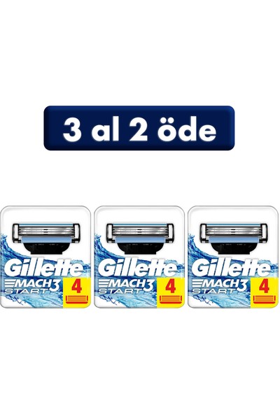 Gillette Mach3 Start Yedek Tıraş Bıçağı 4'lü (3 Al 2 Öde) Gillette Mach3 Start Yedek Tıraş Bıçağı 4'lü (3 Al 2 Öde)