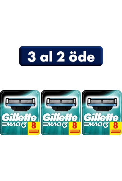 Gillette Mach3 Yedek Tıraş Bıçağı 8'li (3 Al 2 Öde)