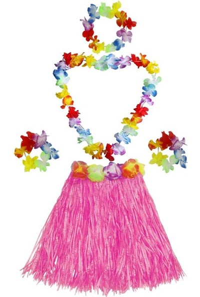 Pandoli Setli Yetişkin Çocuk Uyumlu Hawaii Eteği Pembe Pandoli Setli Yetişkin Çocuk Uyumlu Hawaii Eteği Pembe
