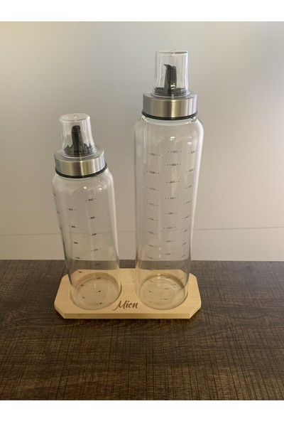 Mien Else Yağdanlık Standı Cam Şişe Altlığı Ahşap 2’li