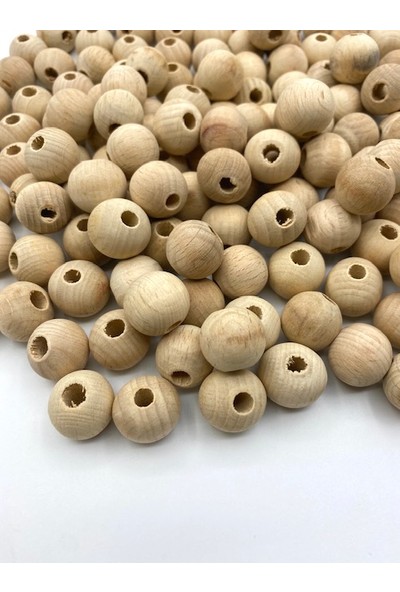 Hedef Bijuteri 16MM Ham Ahşap Tahta Boncuk (100GR,~65 Adet Boncuk)