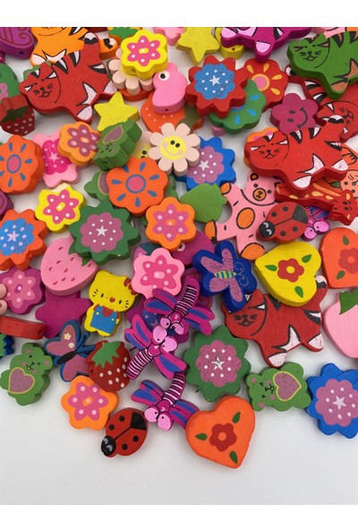 Hedef Bijuteri 100 Adet Karışık Renkli Tahta,ahşap Figür,emzik Zinciri,anahtarlık,hobi Yapım Malzemesi Hedef Bijuteri 100 Adet Karışık Renkli Tahta,ahşap Figür,emzik Zinciri,anahtarlık,hobi Yapım Malzemesi