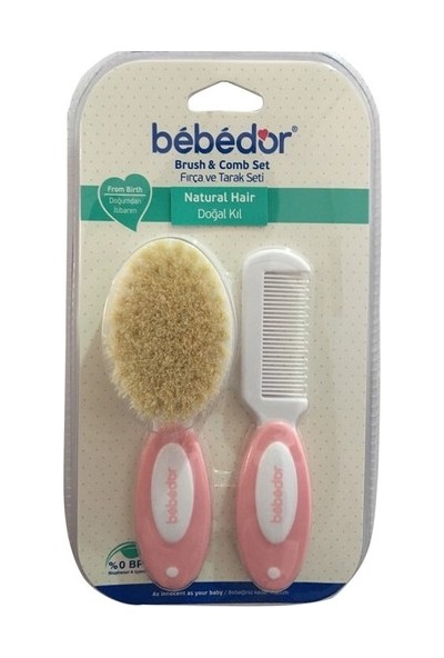 Bebedor 573 Doğal Fırça Tarak Seti Pembe Bebedor 573 Doğal Fırça Tarak Seti Pembe