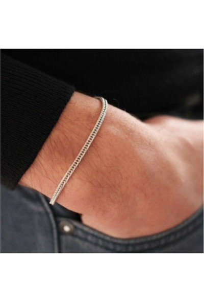 Medblack Jewelry Unisex Gümüş Renk Tilki Kuyruğu Zincir Bileklik