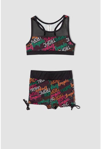 Defacto Kız Çocuk Esnek Dokulu Desenli Bikini Şort Takımı T3495A621SM