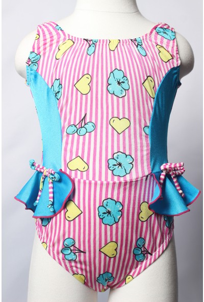 Sude Ayl Kız Çocuk Pembe Bel Kısmı Fırfır ve Fiyonk Detaylı Askılı Empirme Mayo 68 Sude Ayl Kız Çocuk Pembe Bel Kısmı Fırfır ve Fiyonk Detaylı Askılı Empirme Mayo 68