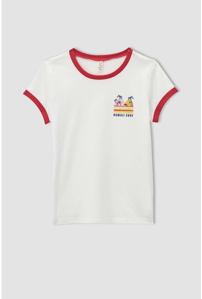 DeFacto Kız Çocuk Baskılı Kısa Kollu Tişört V6778A621HS