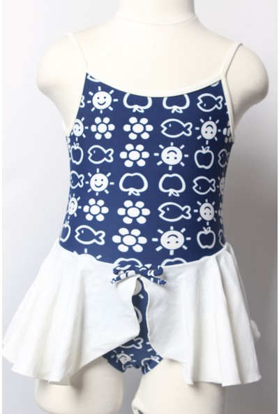 Sude Ayl Kız Çocuk Lacivert Desenli Biyeli Etekli Askılı Empirme Mayo 136-2108-82 Sude Ayl Kız Çocuk Lacivert Desenli Biyeli Etekli Askılı Empirme Mayo 136-2108-82