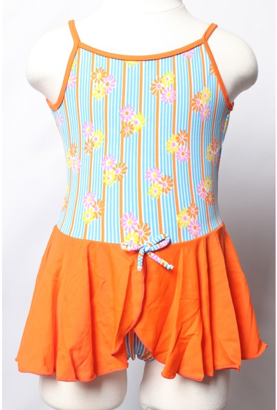 Sude Ayl Kız Çocuk Oranj Çiçek Desenli Çizgili Biyeli Etekli Askılı Empirme Mayo 136-2105-52 Sude Ayl Kız Çocuk Oranj Çiçek Desenli Çizgili Biyeli Etekli Askılı Empirme Mayo 136-2105-52