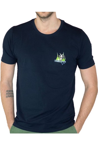 Mugan Unisex Lacivert Ön Baskılı Organik Pamuk T-Shirt