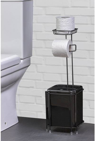 Okyanus Home Siyah Yedekli Wc Kağıtlık ve Kare Siyah Çöp Kovası Okyanus Home Siyah Yedekli Wc Kağıtlık ve Kare Siyah Çöp Kovası