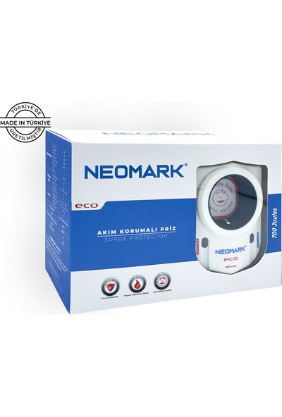 Neomark Eco Akım Korumalı Priz Tekli 700JOULES 250V Neomark Eco Akım Korumalı Priz Tekli 700JOULES 250V