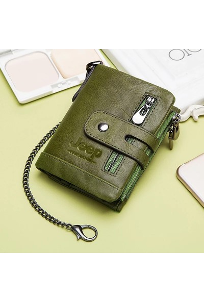 Jeep Deri Yeşil Cüzdan