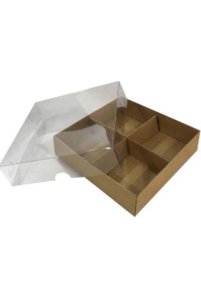 TT Tahtakale Toptancıları Asetat Kapaklı Karton Kutu 12X12X3 cm 4 Bölmeli Kutu (10 Adet) Kraft TT Tahtakale Toptancıları Asetat Kapaklı Karton Kutu 12X12X3 cm 4 Bölmeli Kutu (10 Adet) Kraft