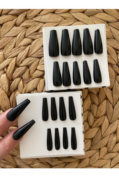 SYBELLE KOZMETİK 20 Adet Siyah Balerin Takma Tırnak