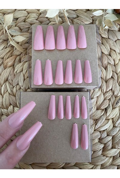 SYBELLE KOZMETİK 20 Adet Gül Kurusu Balerin Takma Tırnak