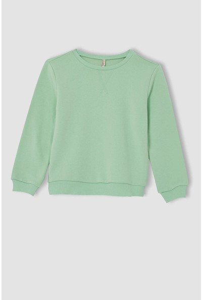 DeFacto Kız Çocuk RRegular Fit Okula Dönüş Bisiklet Yaka Sweatshirt U6470A621AU DeFacto Kız Çocuk RRegular Fit Okula Dönüş Bisiklet Yaka Sweatshirt U6470A621AU