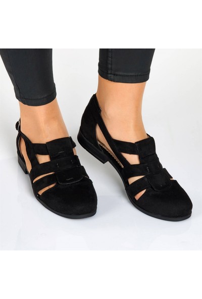 Costo Shoes 6259 Siyah Suet Büyük Numara Bayan Ayakkabı