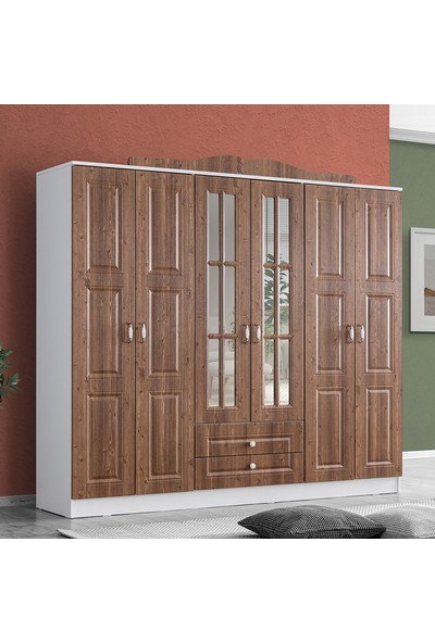 Setay Gardırop, Country West 6 Kapılı Dolap, Ceviz