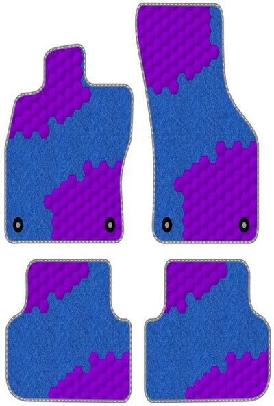 Tegin Audi Q3 2011 ve Sonrası Uyumlu Mavi Halı Mor Desen Gri Kenar Plus Paspas