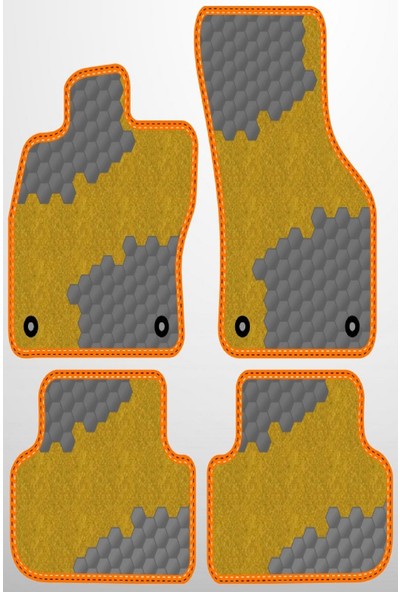 Tegin Range Rover Velar 2018 ve Sonrası Uyumlu Sarı Halı Gri Desen Turuncu Kenar Plus Paspas Tegin Range Rover Velar 2018 ve Sonrası Uyumlu Sarı Halı Gri Desen Turuncu Kenar Plus Paspas