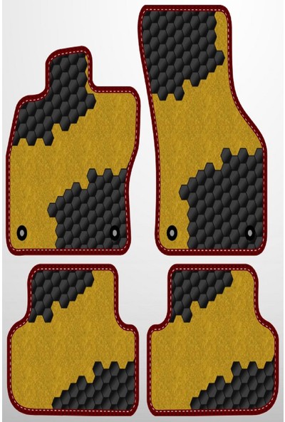 Tegin Audi A8 D3 2003-2010 - Kısa Uyumlu Sarı Halı Siyah Desen Bordo Kenar Plus Paspas Tegin Audi A8 D3 2003-2010 - Kısa Uyumlu Sarı Halı Siyah Desen Bordo Kenar Plus Paspas