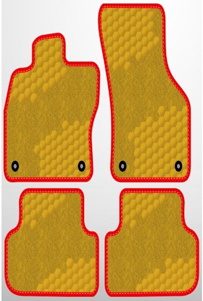 Tegin Seat Leon 1m 1998-2004 Uyumlu Sarı Desen Sarı Desen Kırmızı Kenar Plus Paspas