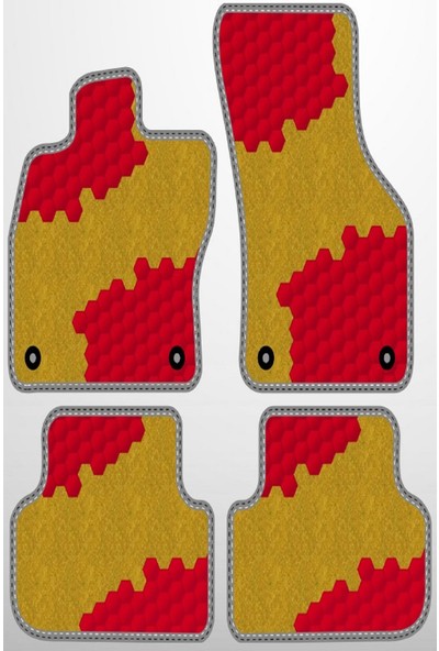 Tegin Mitsubishi Lancer Evo Ix 2005-2007 Uyumlu Sarı Halı Kırmızı Desen Gri Kenar Plus Paspas