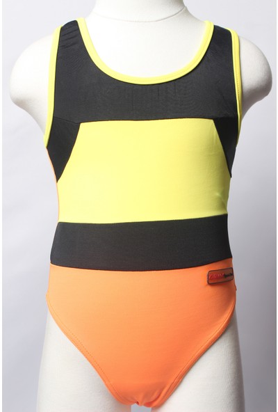 Sude Ayl Kız Çocuk Oranj Yüzücü Model Renk Bloklu Düz Mayo 130 Sude Ayl Kız Çocuk Oranj Yüzücü Model Renk Bloklu Düz Mayo 130