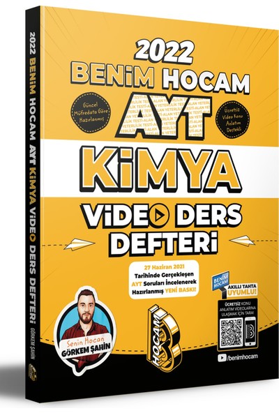 Benim Hocam Yayınları AYT 2022 Kimya Video Ders Defteri Benim Hocam Yayınları AYT 2022 Kimya Video Ders Defteri