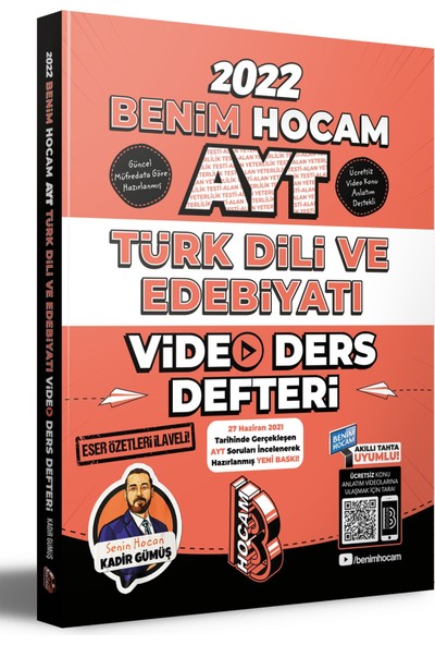 Benim Hocam Yayınları AYT 2022 Türk Dili ve Edebiyatı Video Ders Defteri