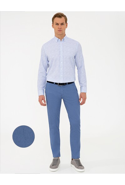 Pierre Cardin Mavi Slim Fit Chino Pantolon 50240401-VR036 Pierre Cardin Mavi Slim Fit Chino Pantolon 50240401-VR036