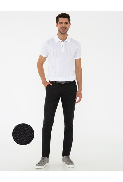 Pierre Cardin Siyah Slim Fit Chino Pantolon 50240360-VR046 Pierre Cardin Siyah Slim Fit Chino Pantolon 50240360-VR046
