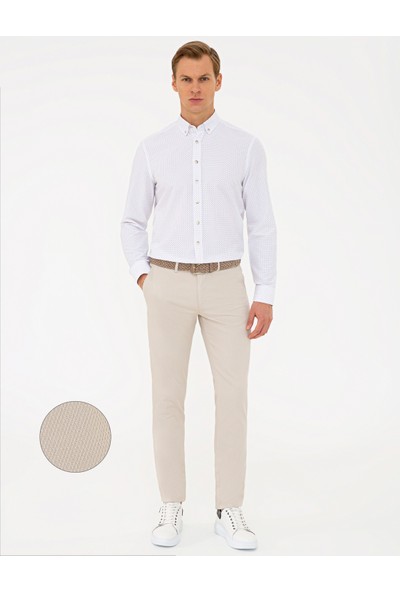Pierre Cardin Bej Slim Fit Chino Pantolon 50240401-VR011 Pierre Cardin Bej Slim Fit Chino Pantolon 50240401-VR011